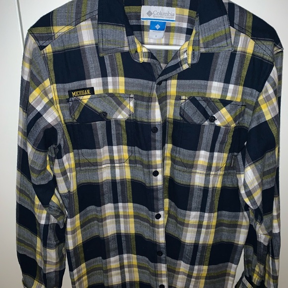 Columbia | Tops | Maize And Blue Columbia Flannel | Poshmark